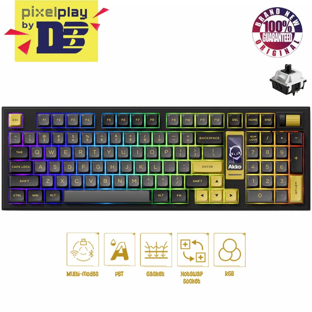 SALE SALE SALE!! 】Akko 5098B Black & Gold Multi-Mode RGB Hot-Swappable ...