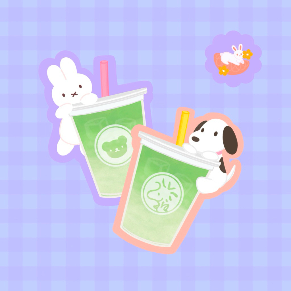 Miffy & Snoopy Iced Matcha Latte • Waterproof Vinyl Laptop Sticker ...