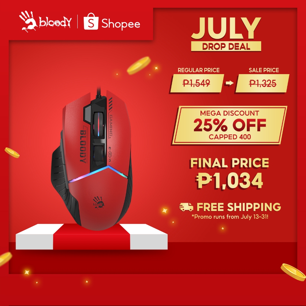Bloody W95 Max Sports Extra Fire 12000 CPI RGB Animation Backlit Wired Gaming Mouse | Shopee ...