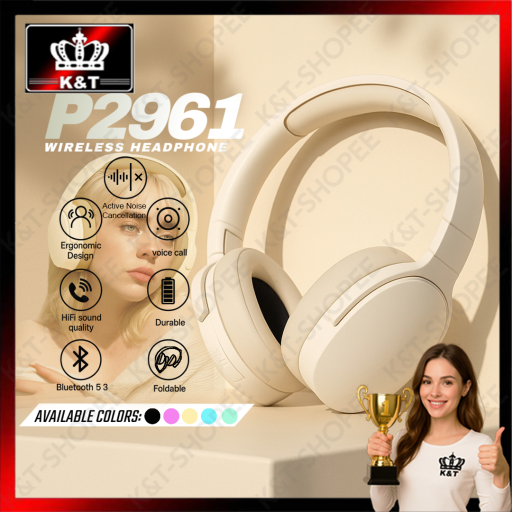 P2961 Bluetooth Wireless Foldable Headphone Noise Cancelling ...