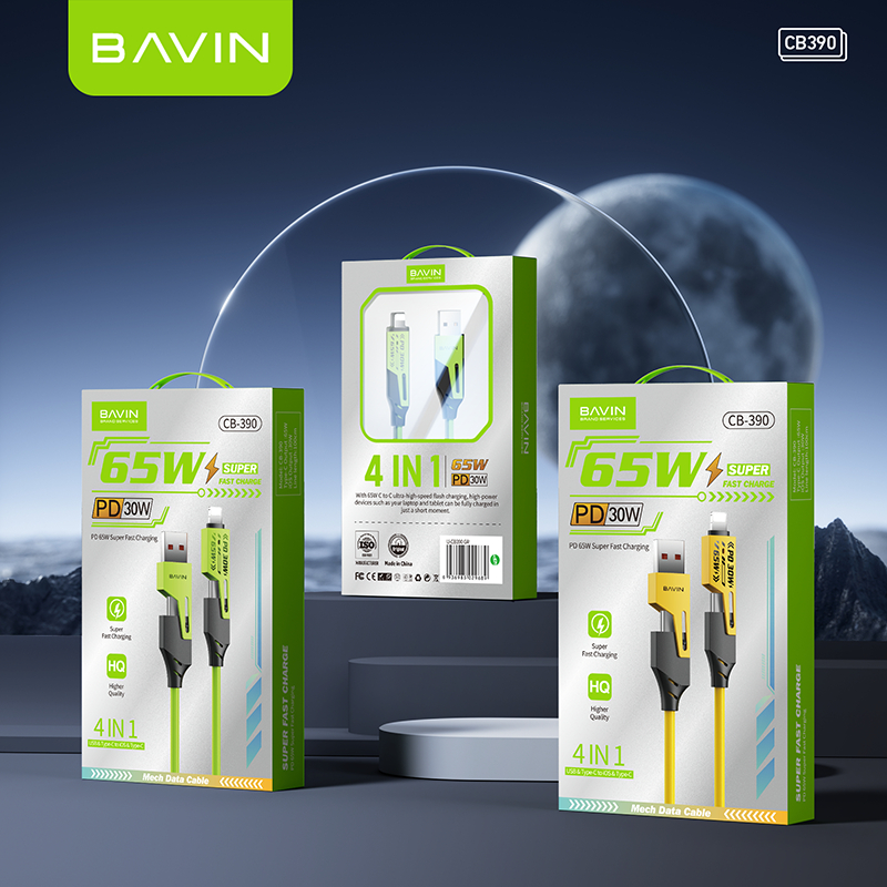 Bavin CB390 65W SUper Fast Charging 4in1 Cable For IPH Type-C Micro ...