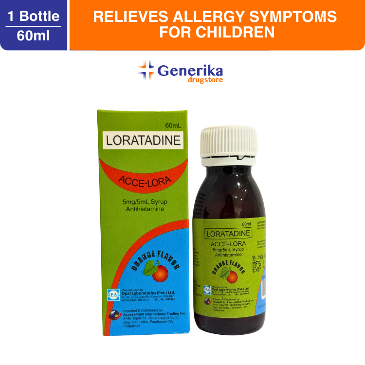 Acce Lora Loratadine Syrup 5mg/5mL – 60mL | Shopee Philippines