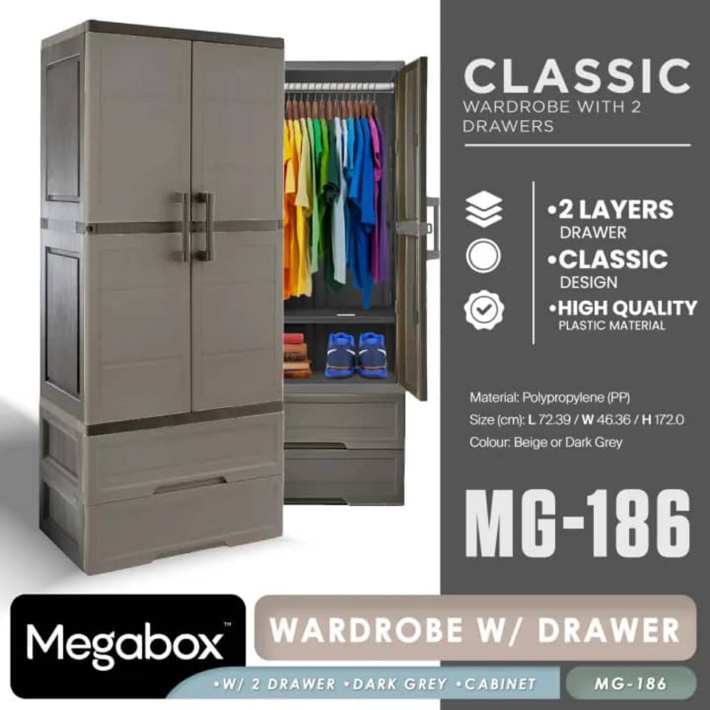 Megabox Wardrobe Cabinet with 2 Drawers - Gold Mind Everyday Low Price ...