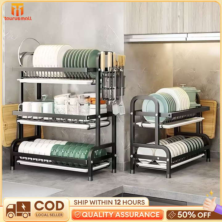 2/3 floors Black 304 stainless steel Kitchen shelving Countertop dish ...