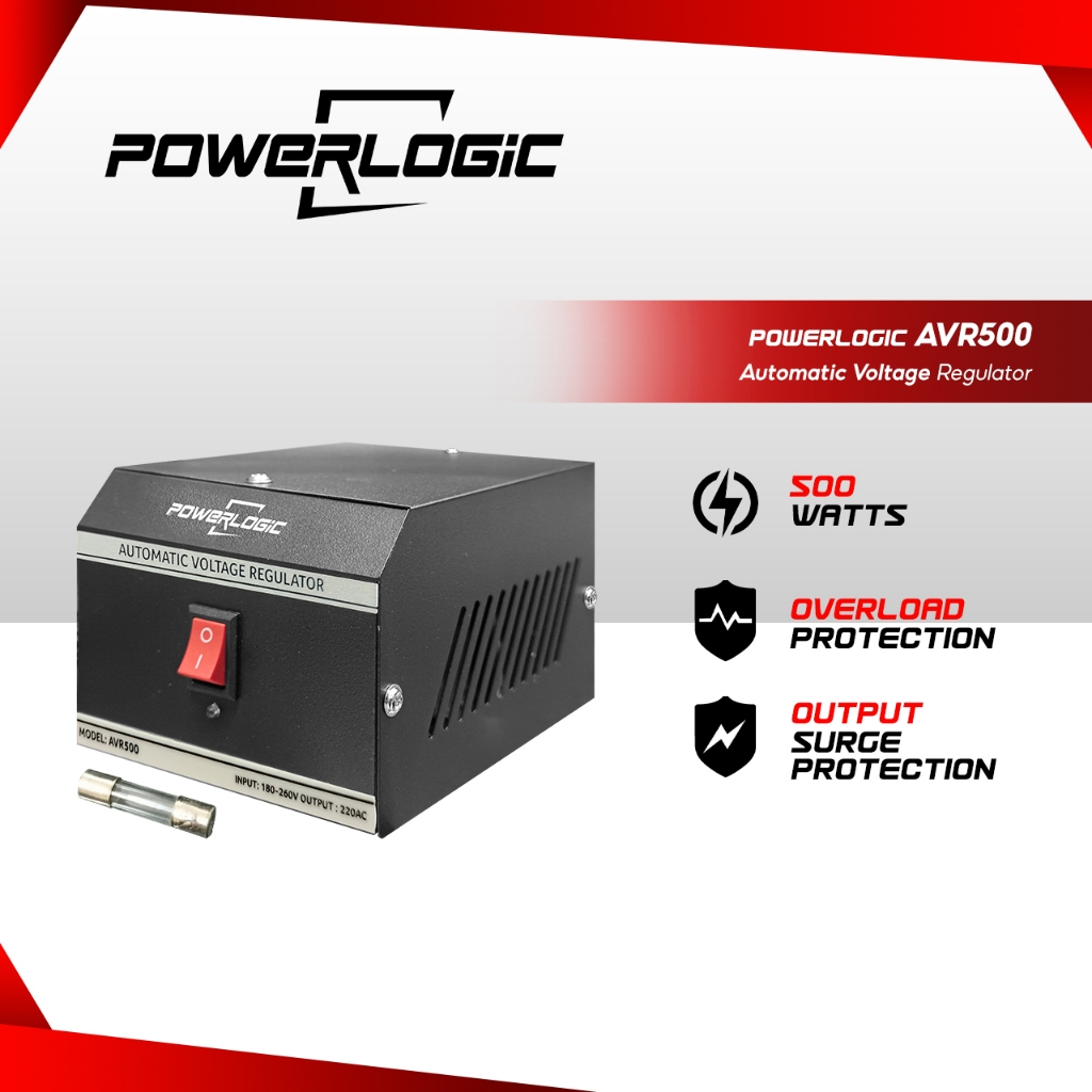 POWERLOGIC AVR-500 ( 500watts AVR, with surge protection 3 x 260v ...
