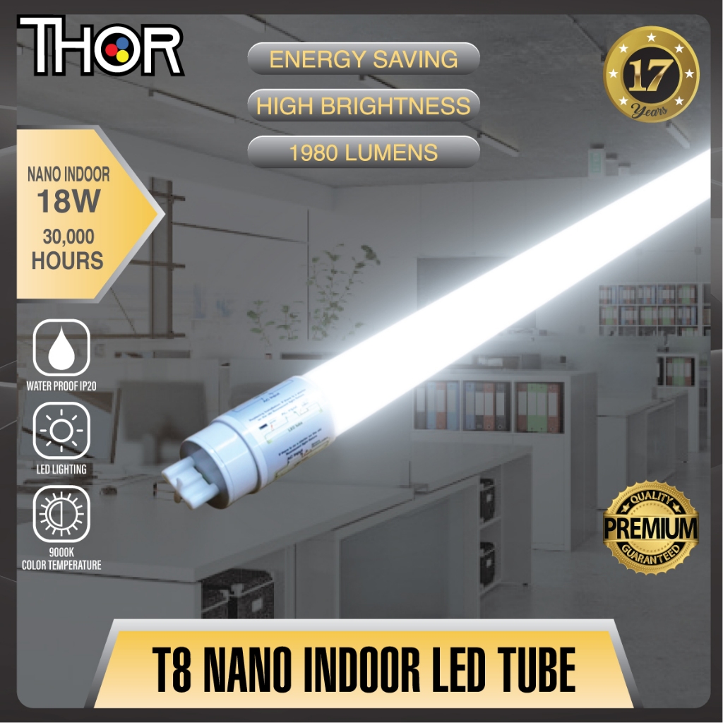 THOR LED NANO TUBE INDOOR 18W IP20 AC100-265V G13 BASE SOCKET 120CM ...