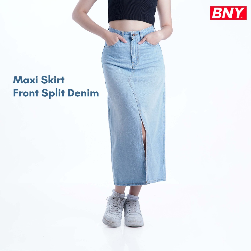 BNY Ladies' Maxi Skirt Front Split Denim (394) | Shopee Philippines