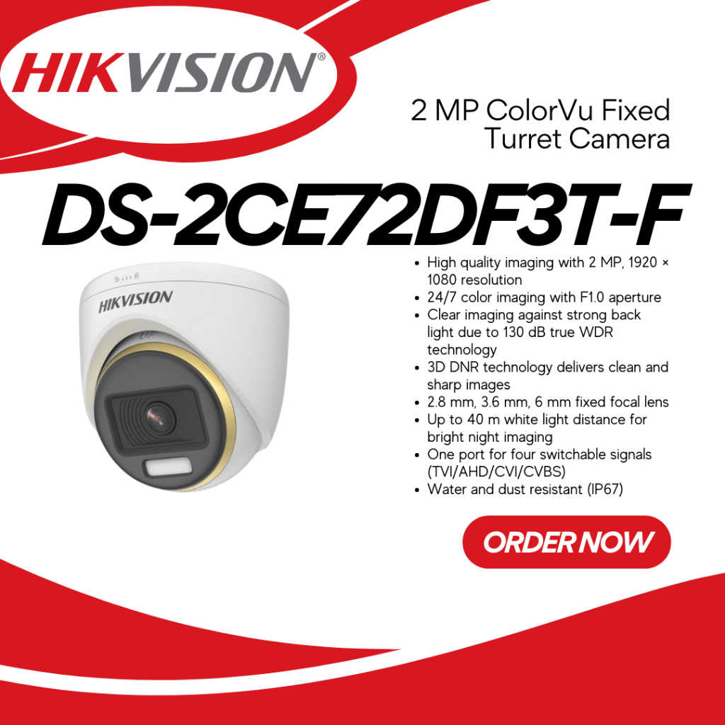 Hikvision 2MP ColorVu Turret Camera | Full-Color Night Vision | Outdoor ...
