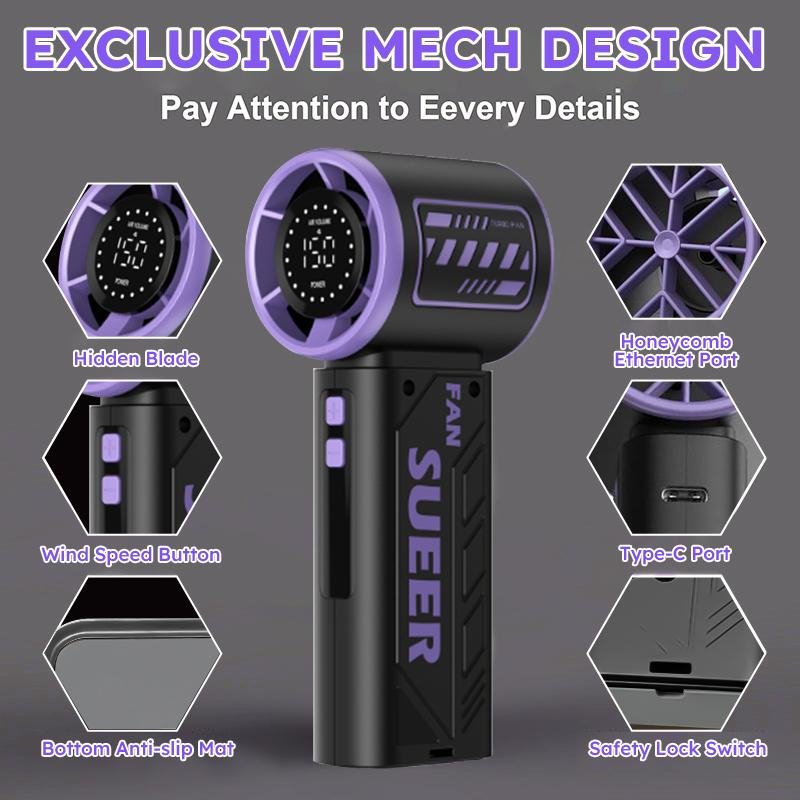 High speed fan Mech design with digital display Portable fan 3600Mah ...