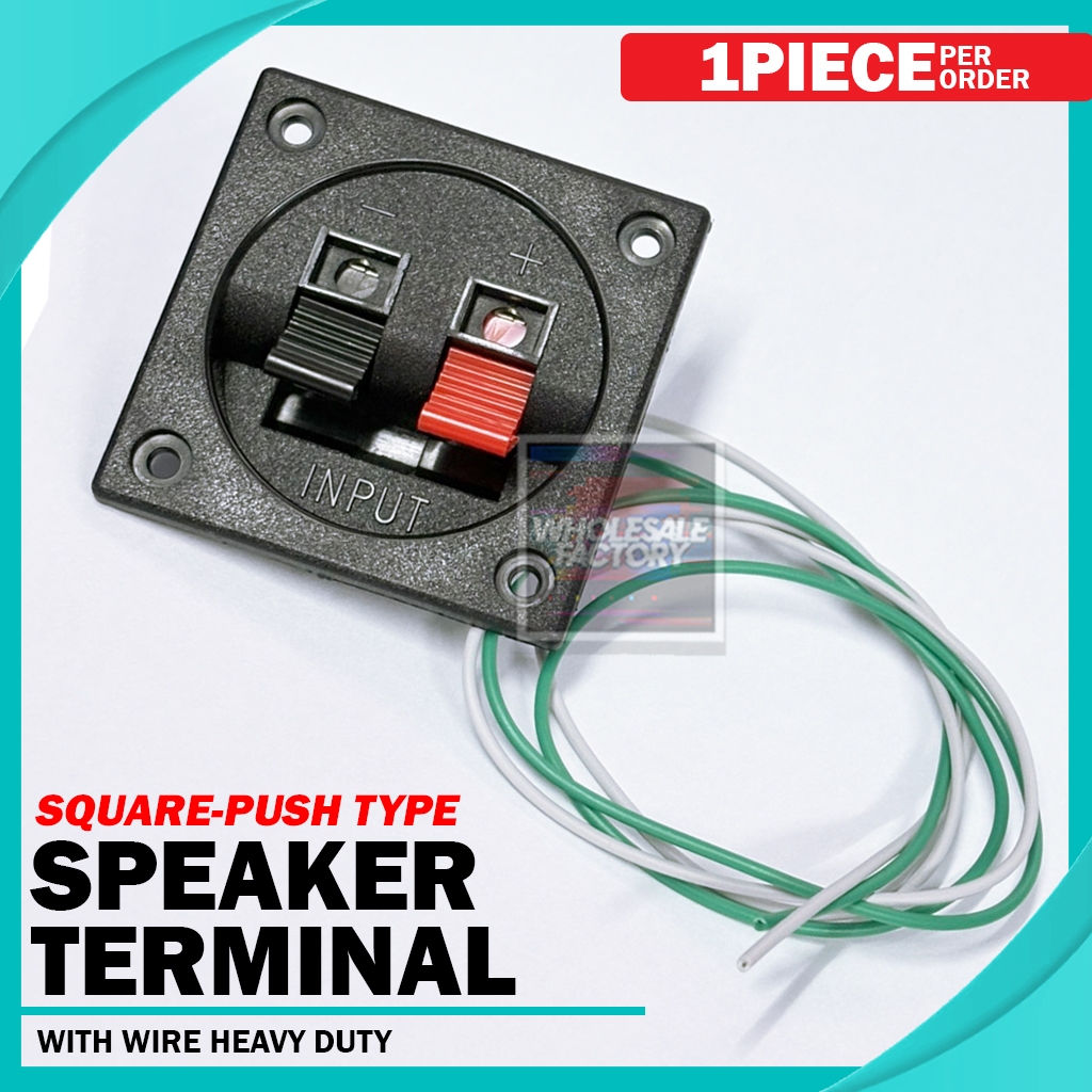 Speaker Terminal Square Shaped 2 Inches 2 Pins Push Type With Wire ...