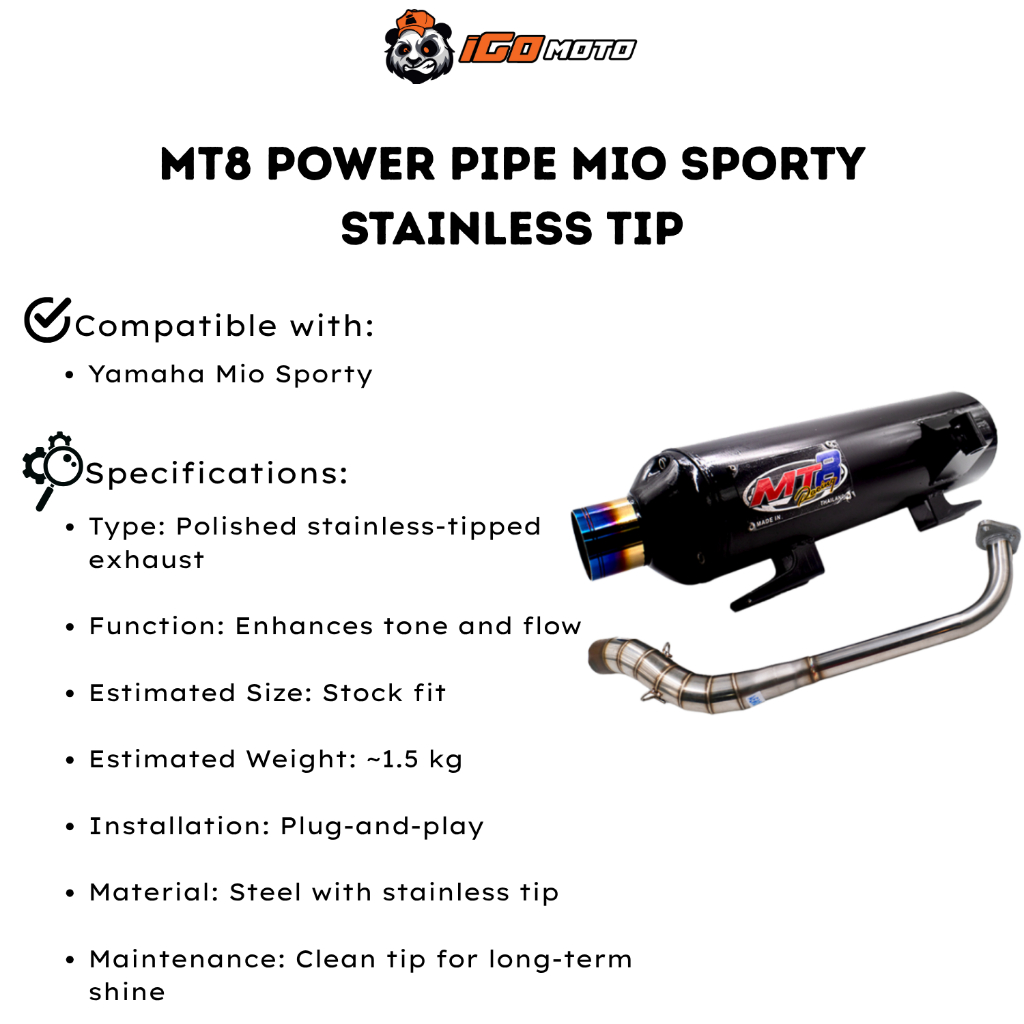 MT8 POWER PIPE MIO SPORTY STAINLESS TIP | Shopee Philippines