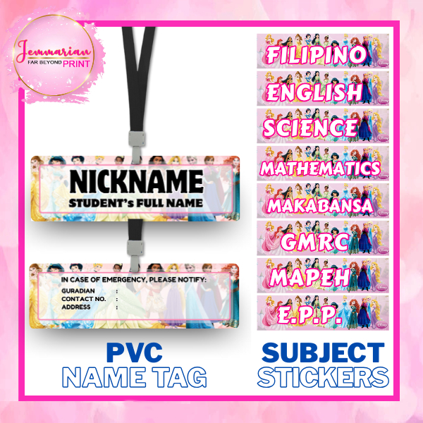 NAME TAG & SUBJECT STICKERS (princess1 design) | Shopee Philippines