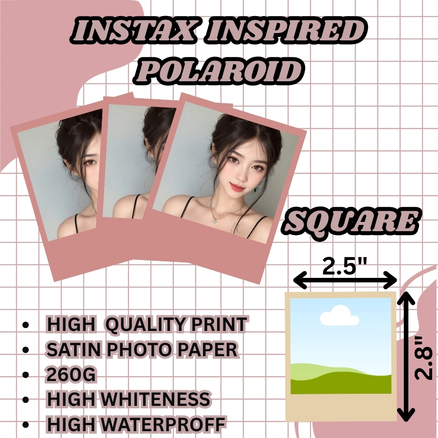 SQUARE INSTAX POLAROID | 2.5"x2.8" | HING QUALITY SATIN PHOTO PAPER ...