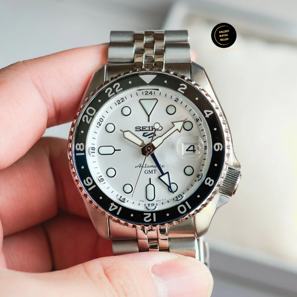 Seiko 5 GMT SSK033 Automatic Steel Band White Dial Watch | Shopee ...