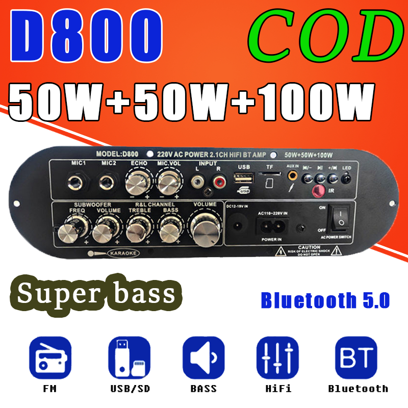 D800 Amplifier 2.1 Channel Bt 5.0 for Speaker Bluetooth Amplifier Board ...