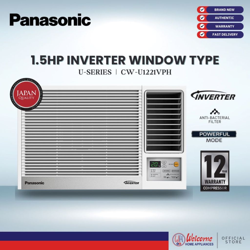 Panasonic 1.5HP Inverter Window Type Aircon CW-U1221VPH | Shopee ...