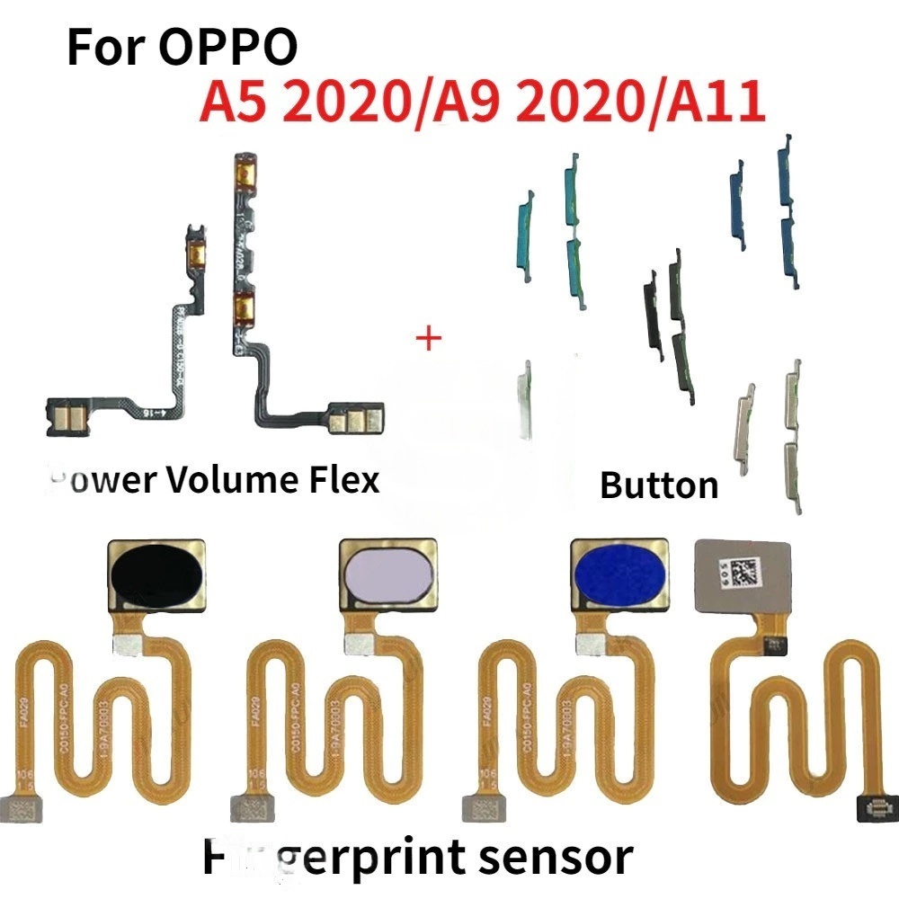 For OPPO A5 A9 2020 A11 power button with fingerprint Scanner Flex ...