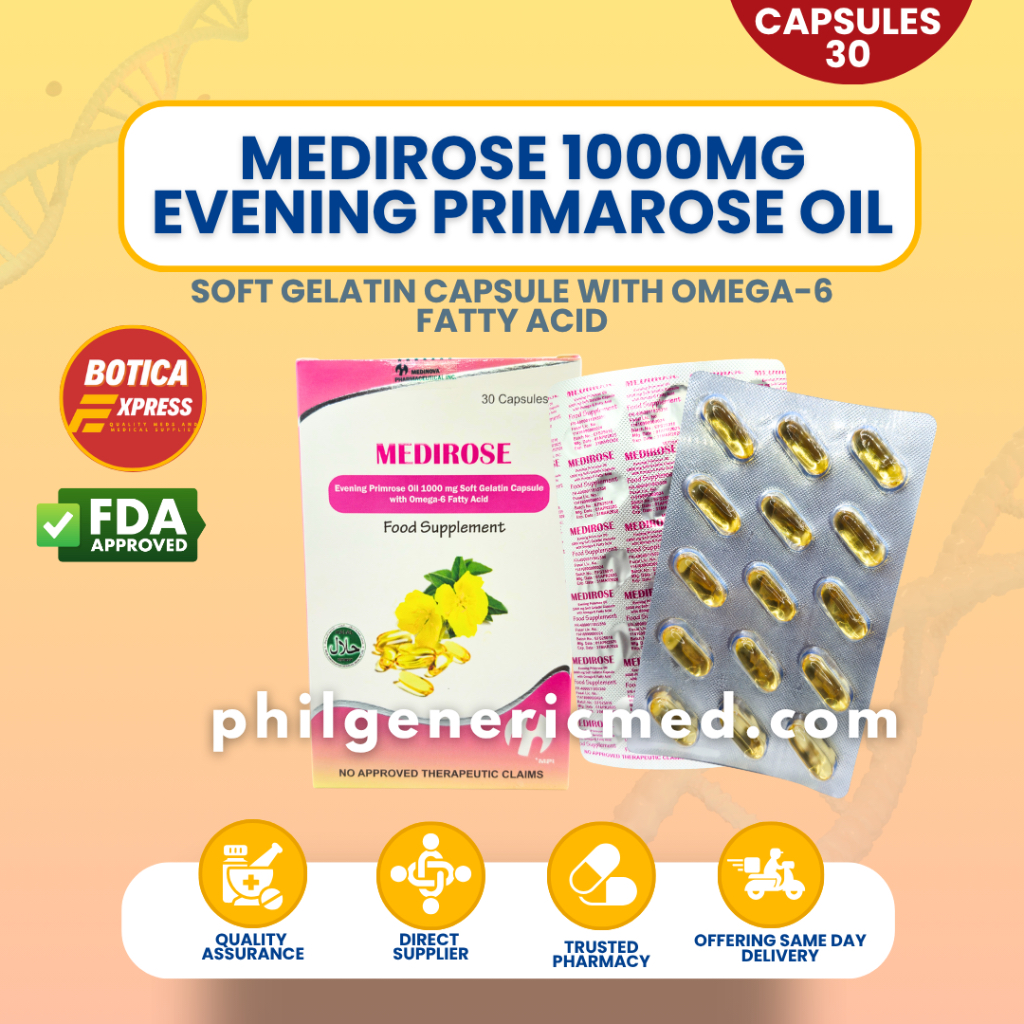 MEDIROSE Evening Primrose 1000mg (30 Capsules) | Shopee Philippines