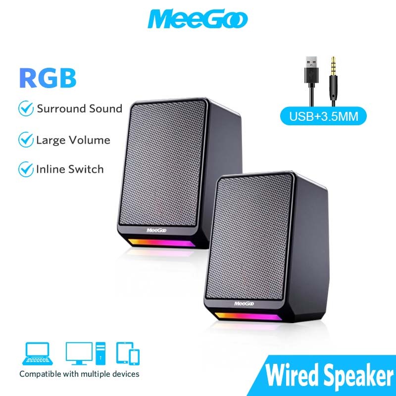 MeeGoo PC RGB Speaker Desktop Surround Stereo Computer Speaker Gaming ...