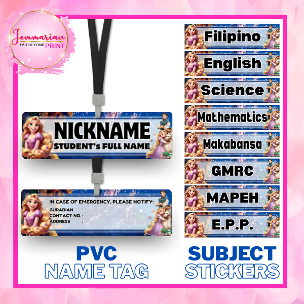 NAME TAG & SUBJECT STICKERS (rapunzel design) | Shopee Philippines