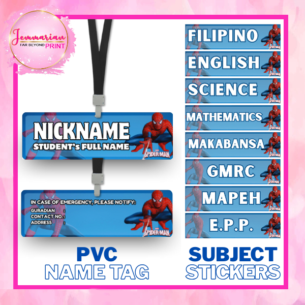 NAME TAG & SUBJECT STICKERS (spidey1 design) | Shopee Philippines
