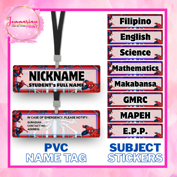 NAME TAG & SUBJECT STICKERS (spidey2 design) | Shopee Philippines