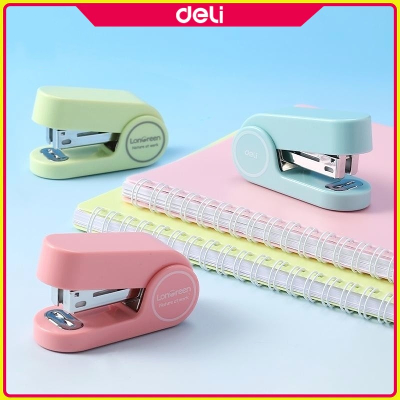 Deli Color-Coded Mini Staplers Assorted Office Staplers in Display Box ...