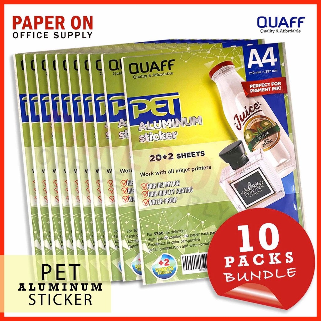 QUAFF PET Aluminum Stickers A4 (10 PACKS) | Shopee Philippines