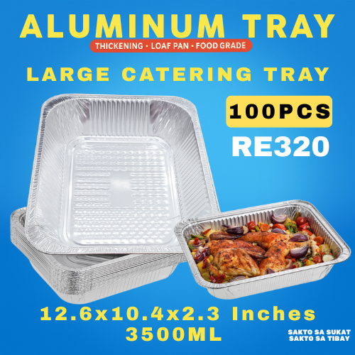 KITCHEN BOX [100PCS] (RE320) LARGE Aluminum Catering Tray | 3500ML | 12 ...