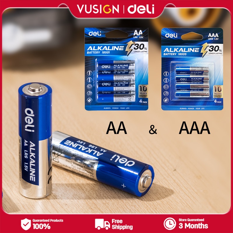 Deli Vusign 2/4PCS AA/AAA Alkaline Battery Set Long-lasting Use ...