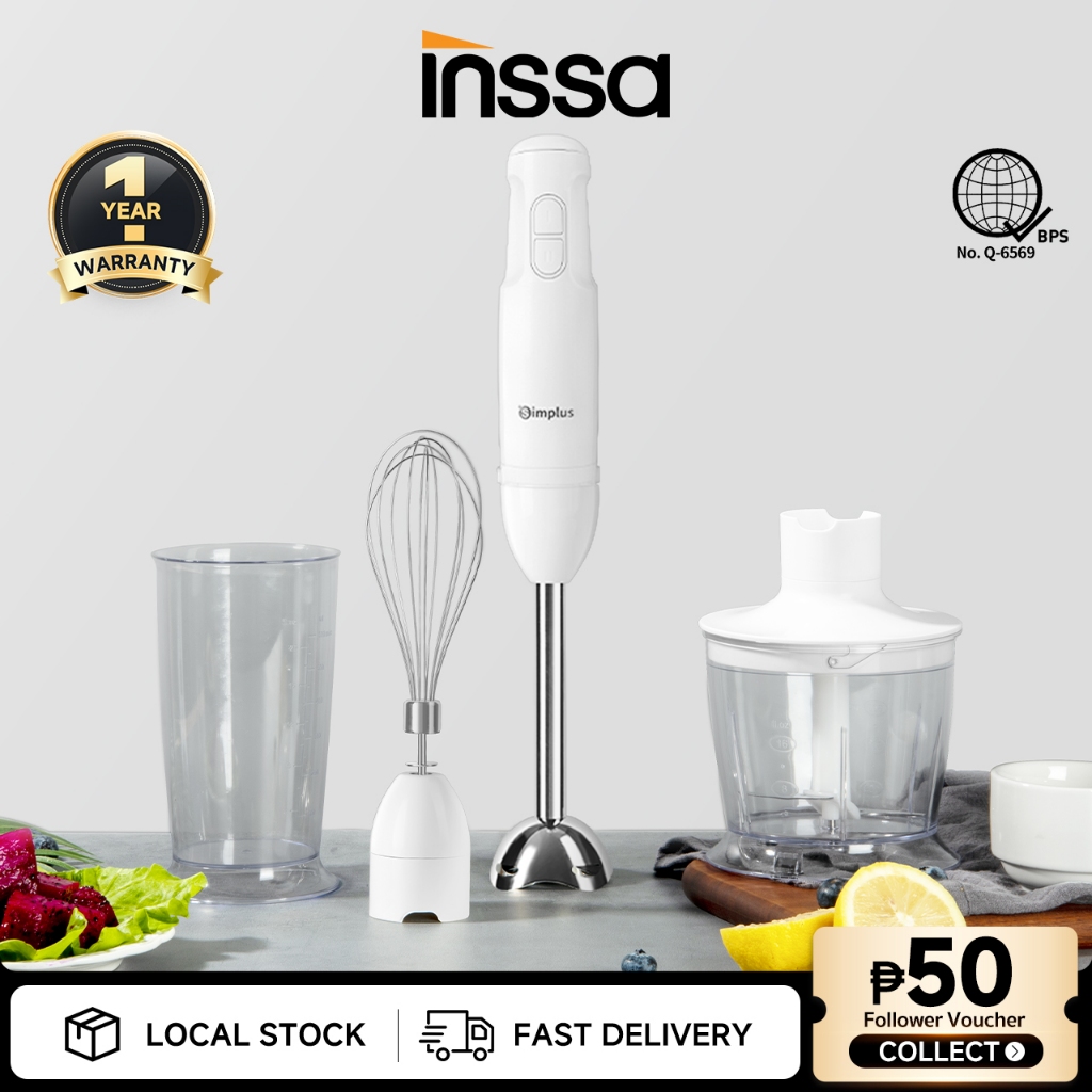 INSSA X Simplus Handheld Immersion Blender - Electric Mixer for Baby Food, Juice & Nut Chopping ...