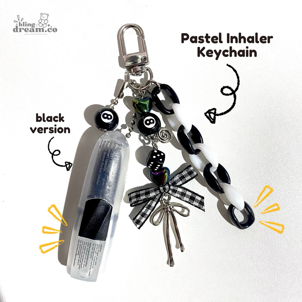 Black Pastel Inhaler Keychain | Mini Aroma Diffuser Keyring Cute Bag ...