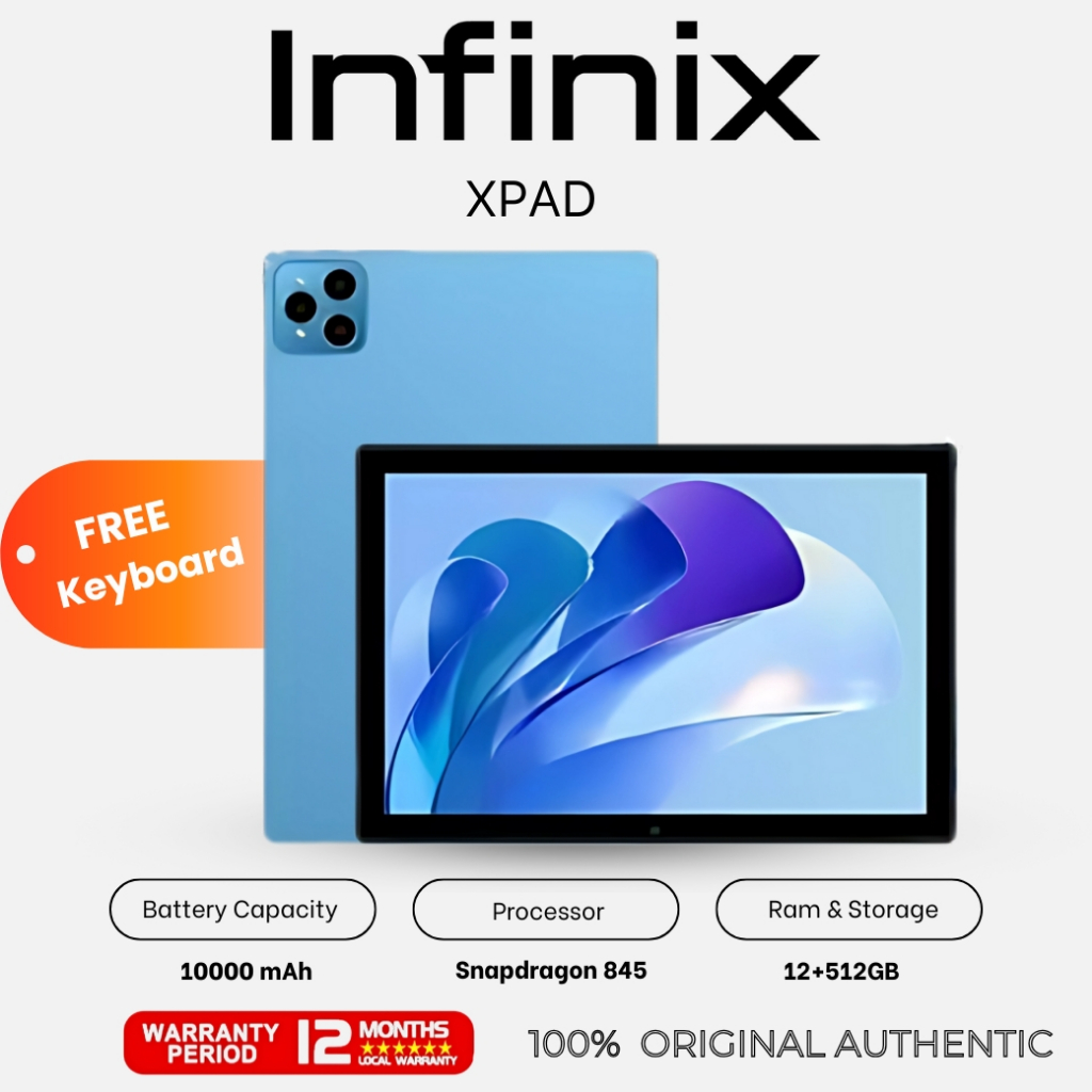 Infinix XPAD Tablet 4G LTE + WiFi, 8+256GB | Snapdragon 845 | 11" FHD+ ...