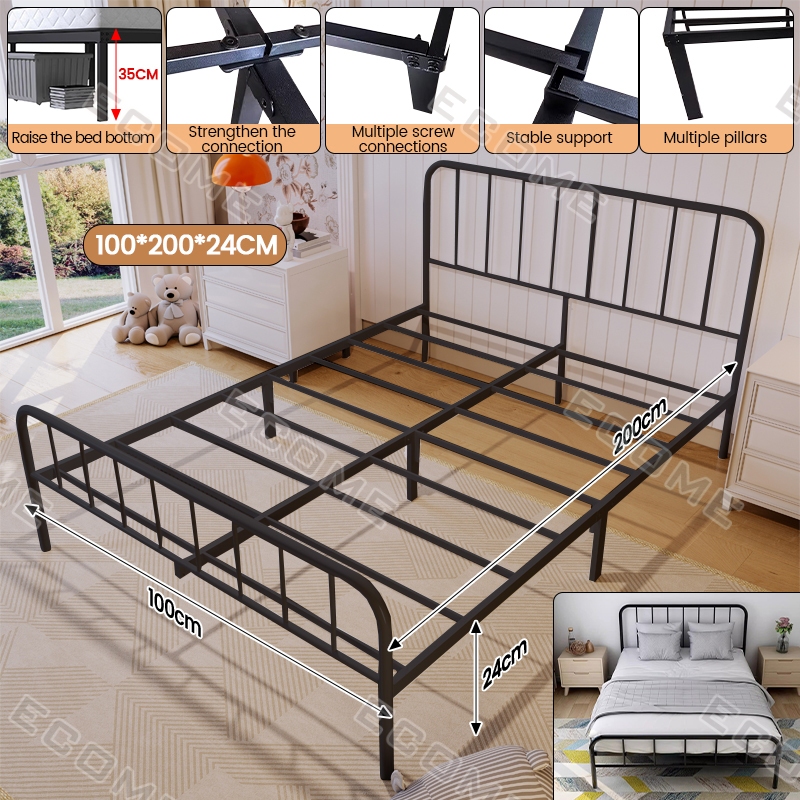 Metal Bed Frame With Headboard Single Steel Double Bed Single Size ...