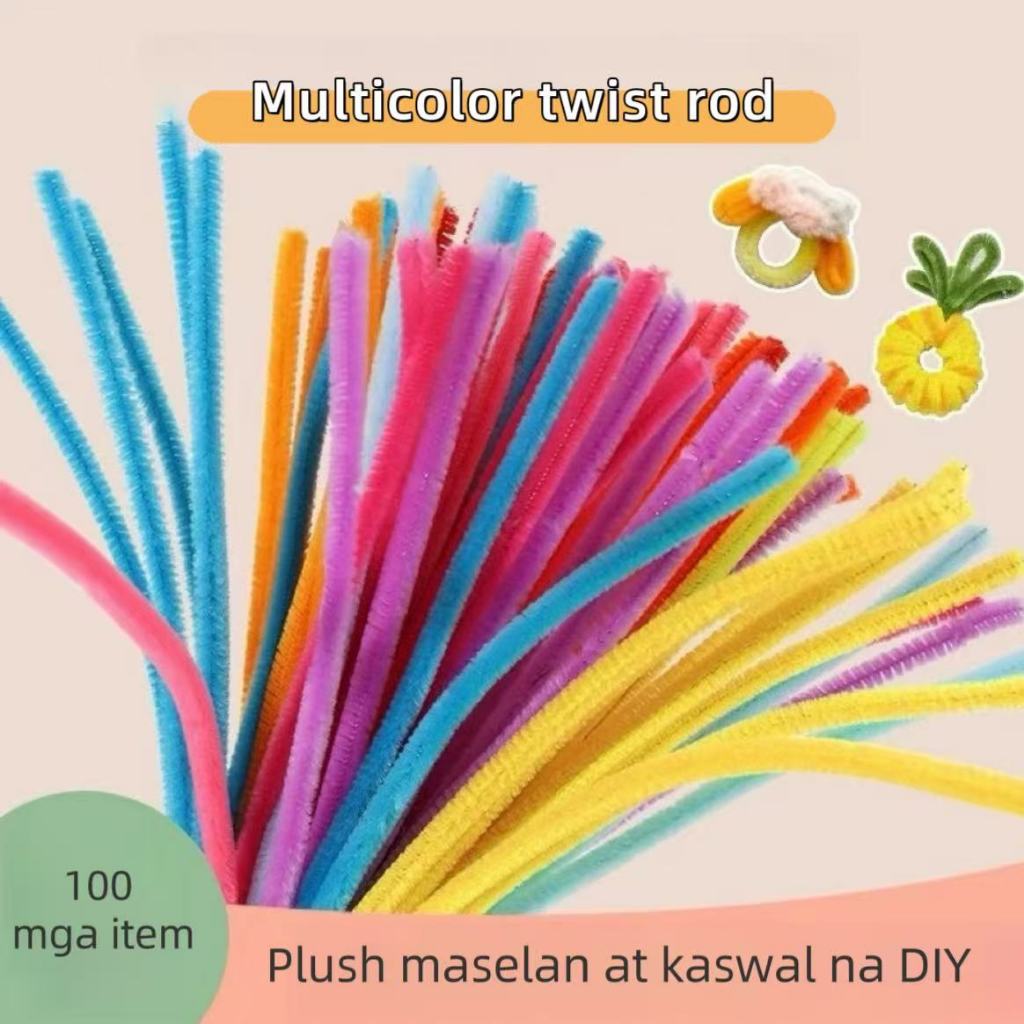 100PCS Colorful Fuzzy Wires Chenille Twisted Sticks Perfect for Diy ...
