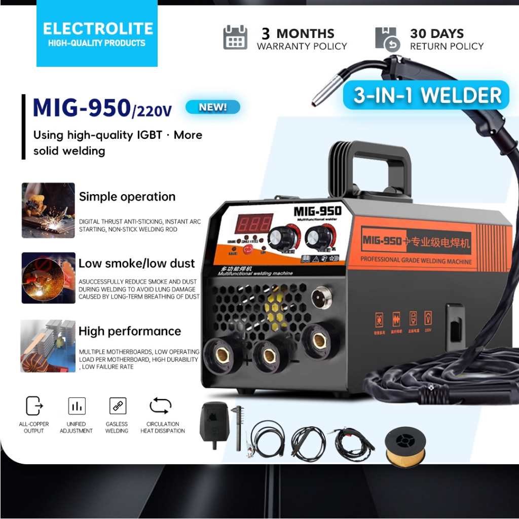 MIG Welding Machine Inverter Arc MIG-999/950 3 IN1 Gasless Welder ...