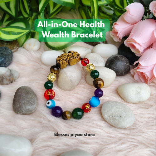Feng Shui Piyao Tiger eye All-in-one Health Wealth Bracelet Blessed ...