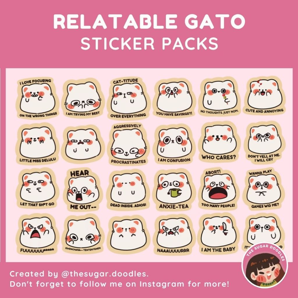 Relatable Gato Laminated Sticker Set | Shopee Philippines
