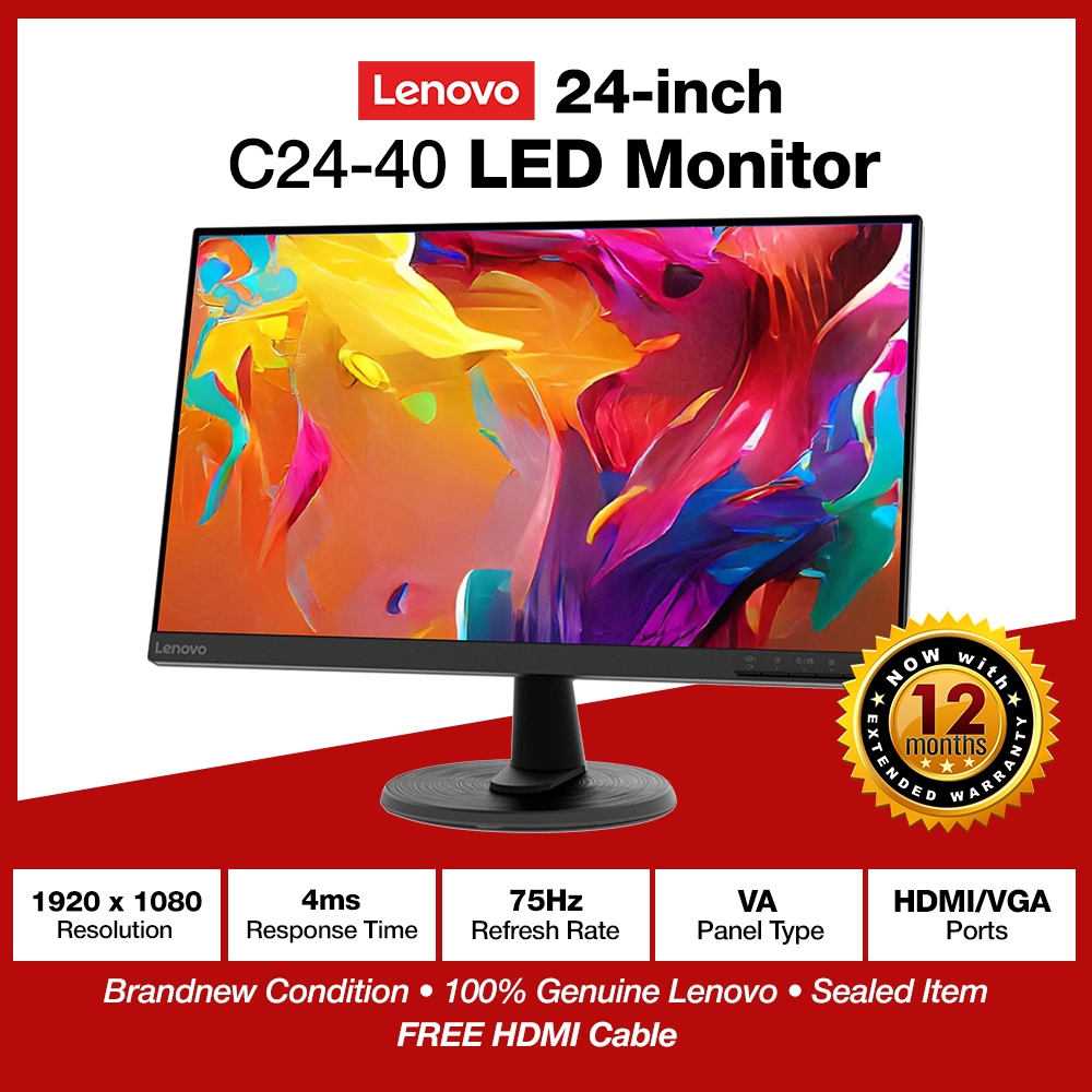 LENOVO ThinkVision C24-40 24inch Frameless LED Monitor - 1920x1080 Full ...