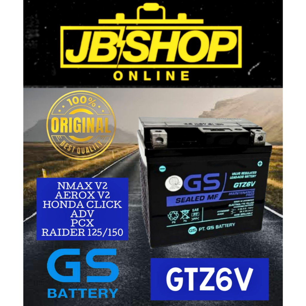 GS BATTERY GTZ6V FOR HONDA CLICK 125/150/160 V1 V2 V3/ NMAX V2 / AEROX ...