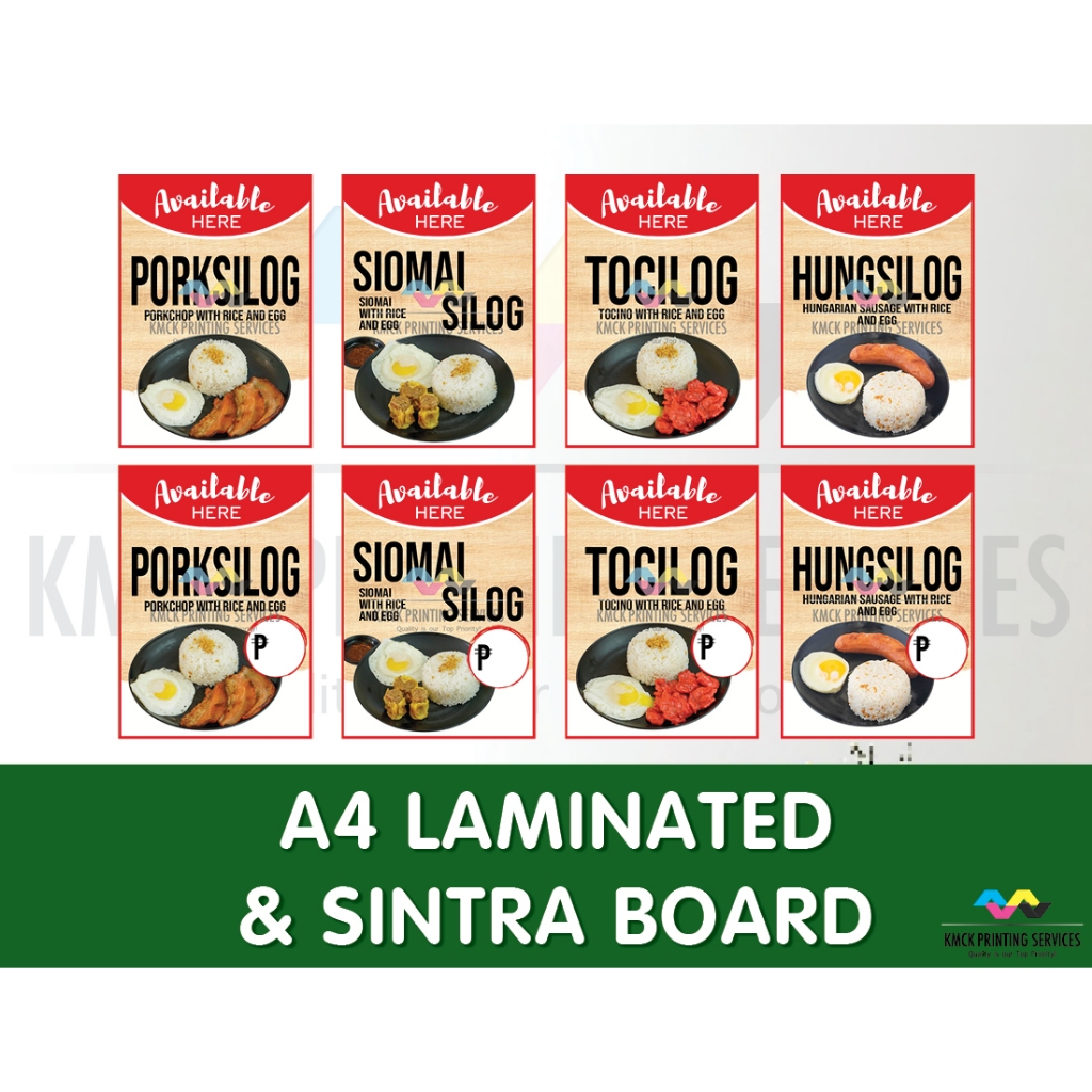 Available Here PORKSILOG, SIOMAI SILOG, TOCILOG, HUNGSILOG SIGNAGES ...