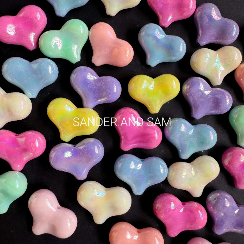 Big Heart UV Plated Glossy Beads Candy Pastel Charms Beads for DIY ...