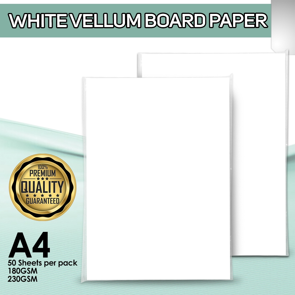 (50 Sheets) White Vellum Board Paper A4 Size 180gsm | 230gsm | Shopee ...