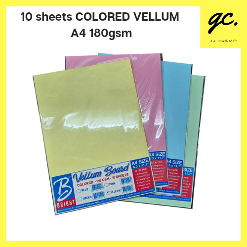 GC 10 sheets A4 Vellum Board 180gsm Colored Vellum Paper | Shopee ...