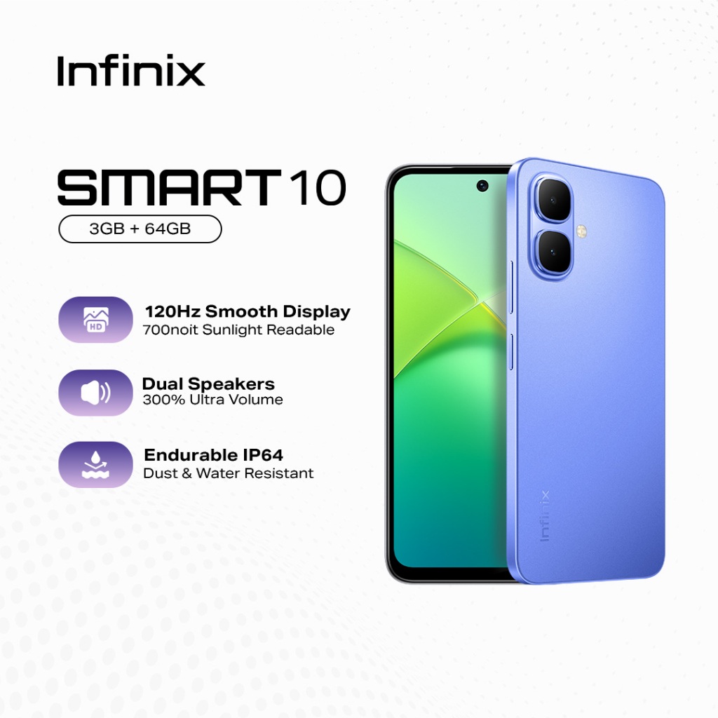 Infinix Smart 10, (up to 6GB [3GB + 64GB], 120Hz Display, Endurable ...