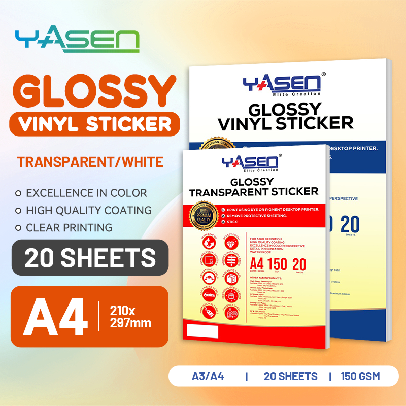 Yasen Transparent Decal Paper for Crafting & Clear PrintingA4 Vinyl ...