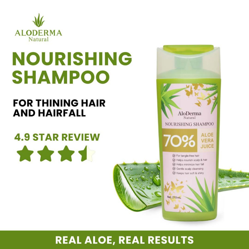 AloDerma Nourishing Shampoo 210ml - 70% Organic Aloe Vera - Anti-Hair Fall | Shopee Philippines