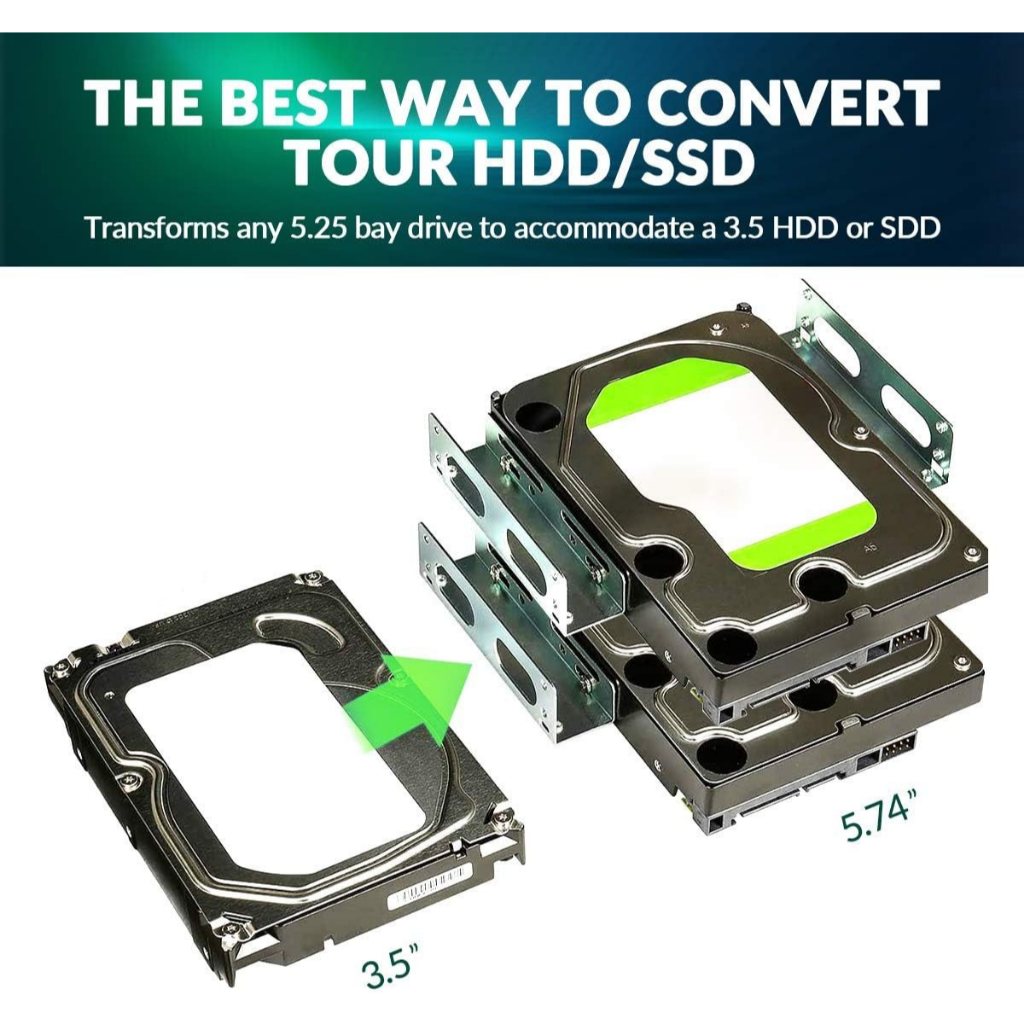 3.5" to 5.25" Hard Drive Bay Metal Mounting Bracket Adapter for 5.25 ...