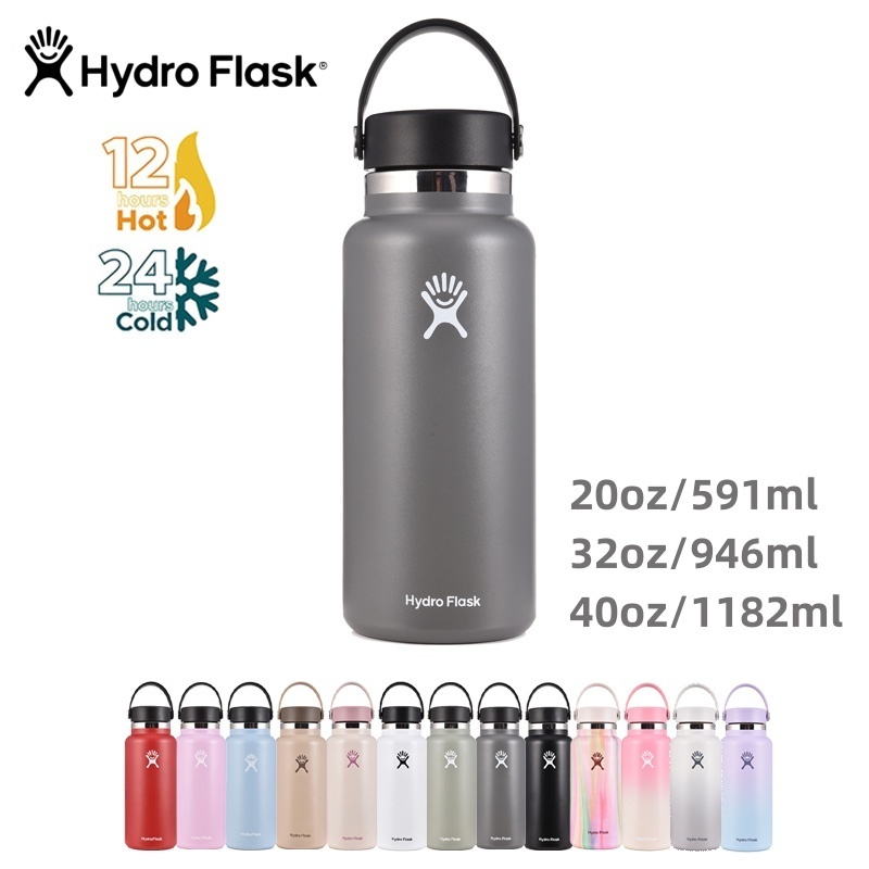 32oz 40oz Hydro Flask Botol Air Stainless Steel Tumbler Double Wall ...