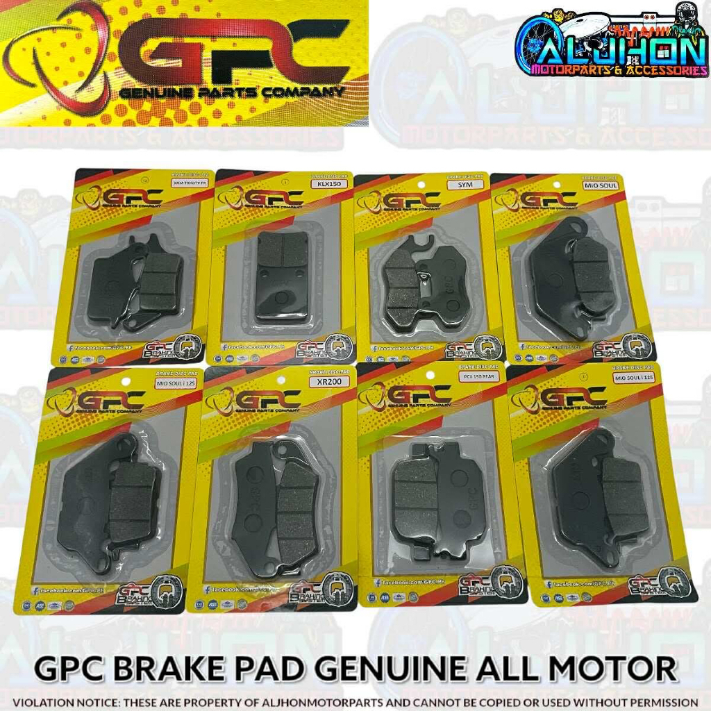 GPC BRAKE PAD ALL MOTORCYCLE MODELS WHOLESALE MIO M3 CLICK PCX ADV BEAT ...